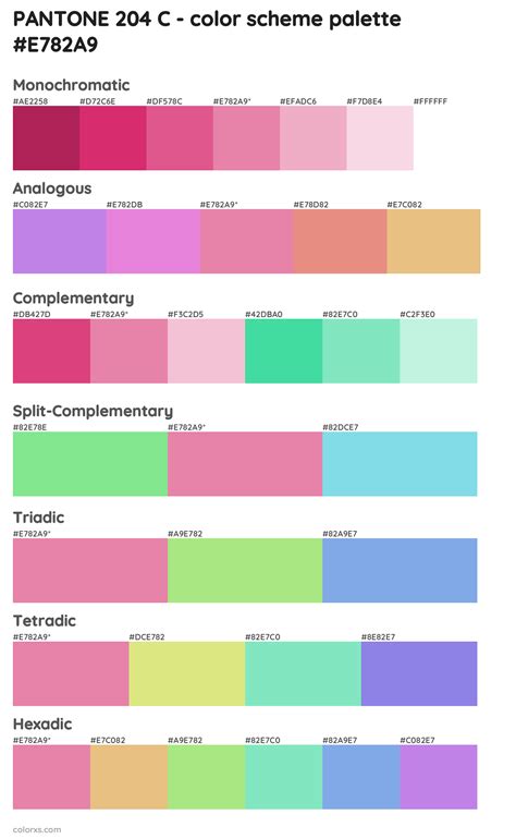 Pantone 204 C Color Palettes