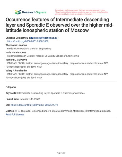 Pdf Occurrence Features Of Intermediate Descending Layer And Sporadic E Observed Over The