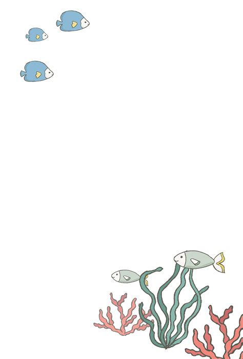 暑中見舞い無料テンプレート 海で泳ぐかわいい魚イラストデザイン暑中見舞いドットコム