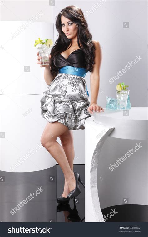 Cute Cuban Girl And Mojito Cocktail At The Lounge Stock Photo Shutterstock