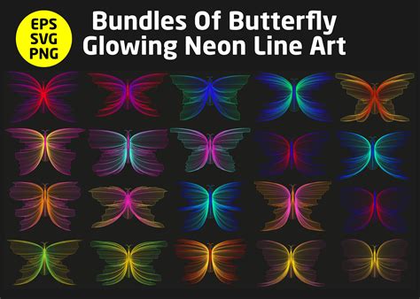 Bundles Of Butterfly Glowing Line Art Graphic By Arief Sapta Adjie · Creative Fabrica