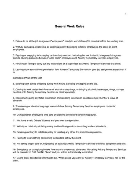General Work Rules 5 30 09 Doc