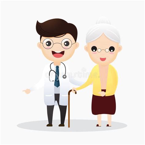 Caring For Elderly Patients Stock Vector Illustration Of Aging Flat