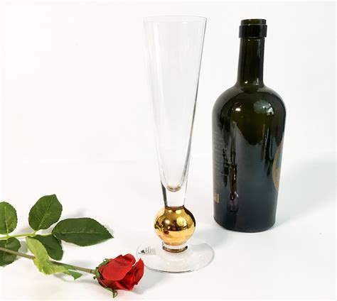 Vintage Orrefors Of Sweden Flute Single Barware Glass W Gold Ball At