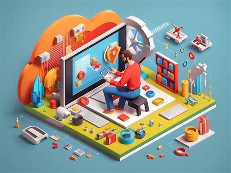 Premium Ai Image 3d Application Development Vector Isometric