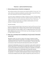 IA Asiignment 2 Cybersecurity Risk Governance Pdf Response 2