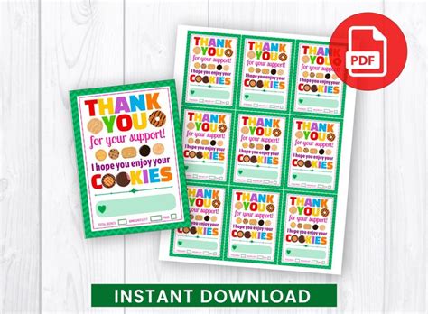 Girl Scout Cookies Thank You Tag Rectangle Delivery Note Thanks Card