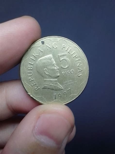 1997 5 Piso Philippines Republika Ng Pilipinas Coin Km272a Hobbies