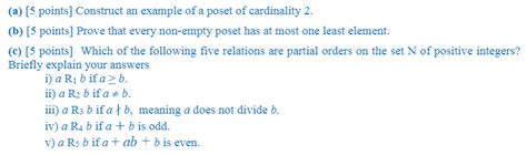Solved A Points Construct An Example Of A Poset Of Chegg