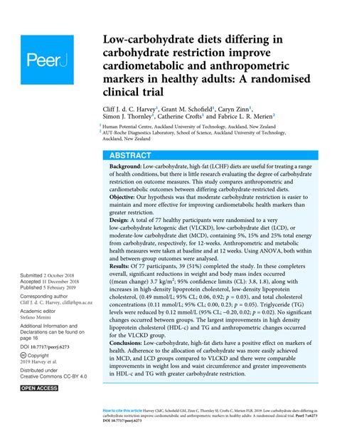 Pdf Low Carbohydrate Diets Differing In Carbohydrate Restriction