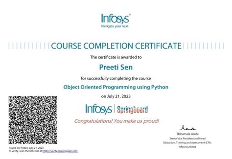 Preeti Sen On Linkedin Infosysspringboard Python Objectorientedprogramming Codingskills