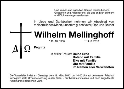 Traueranzeigen Von Wilhelm Mellinghoff Trauer Nn De