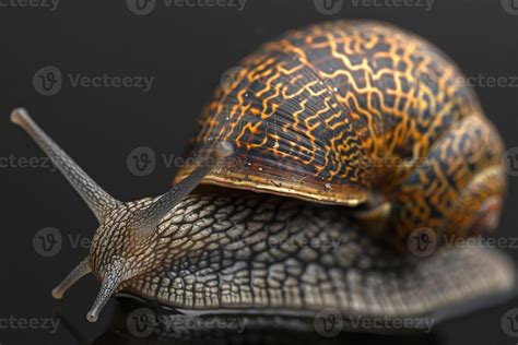 High Quality Image Of A Garden Snail Showcasing Intricate Shell Patterns And Textures In Sharp