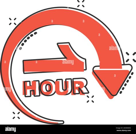 1 Hour Clock Icon In Comic Style Timer Countdown Cartoon Vector