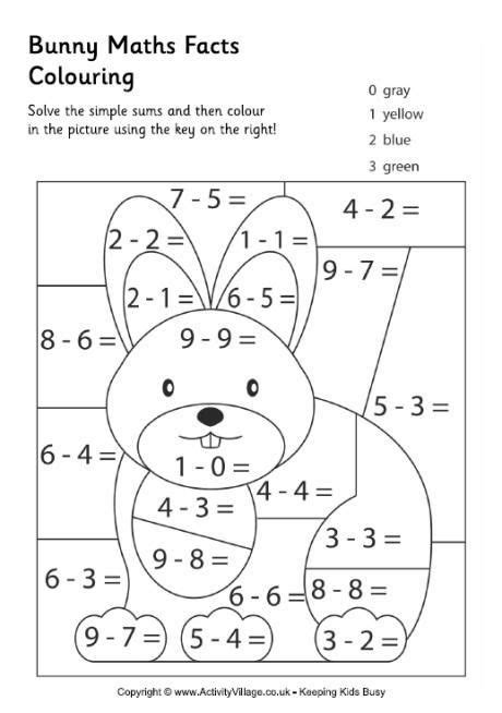 Bunny Maths Facts Colouring Page Artofit