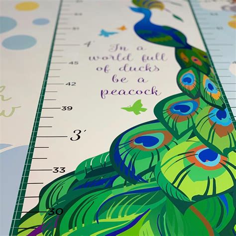 Peacock Growth Chart Peacock Theme Growth Chart Personalized Growth