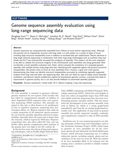 pdf genome sequence assembly evaluation using long range sequencing data