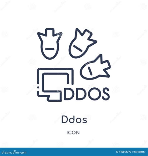 Ddos Icon Vector Illustration Flat Outline Cartoon Cyber Security