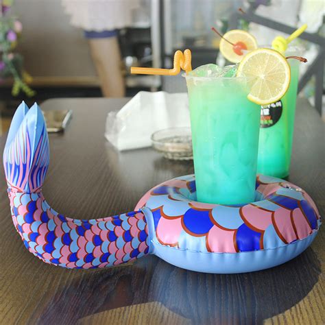 Mini Inflatable Pool Drink Holders Swim Ring Beverage Floats Party