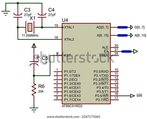 Electrical Circuit Microcontroller Resistor Capacitor Quartz Stock
