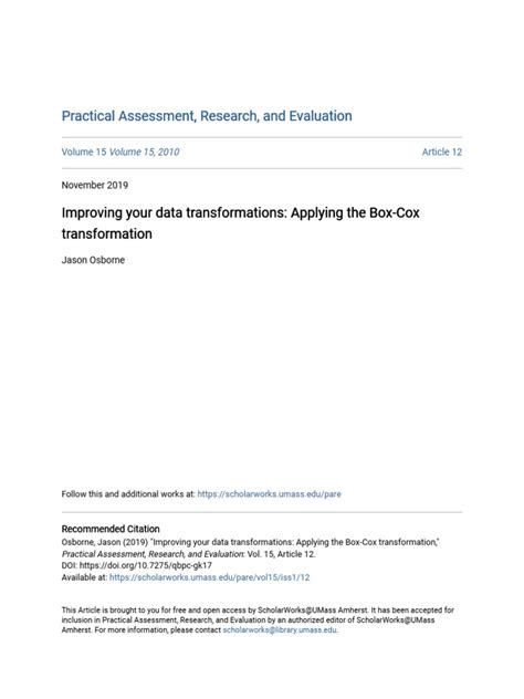 Improving Your Data Transformations Applying The Box Cox Transf Pdf