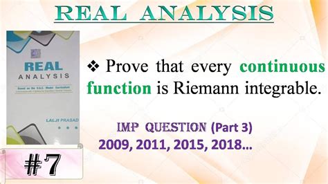 Prove That Every Continuous Function Is Riemann Integrable Real Analysis Bsc Part