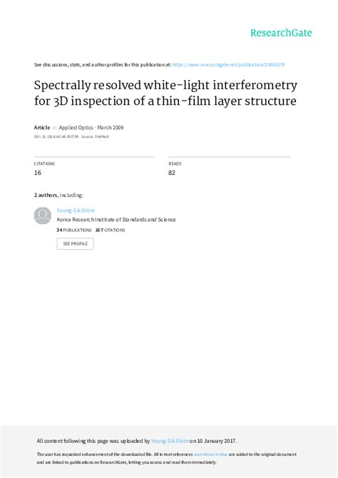 pdf spectrally resolved white light interferometry for 3d inspection of a thin film layer