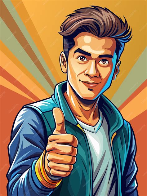 Premium Vector A Cartoon Of A Man Giving A Thumbs Up Sign