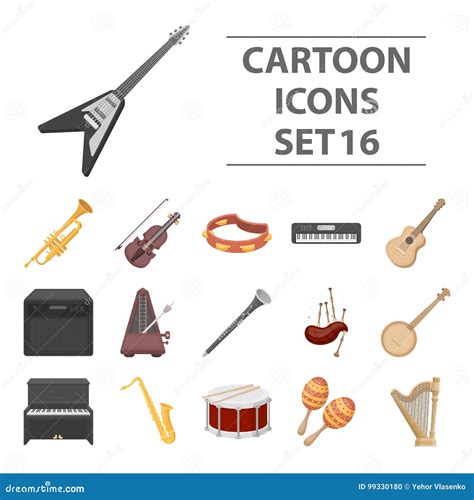 Musical Instruments Set Icons In Cartoon Style Big Collection Musical