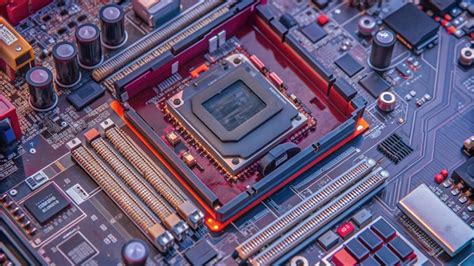 Closeup Of A Computer Motherboard With A CPU Installed Premium AI Generated Image