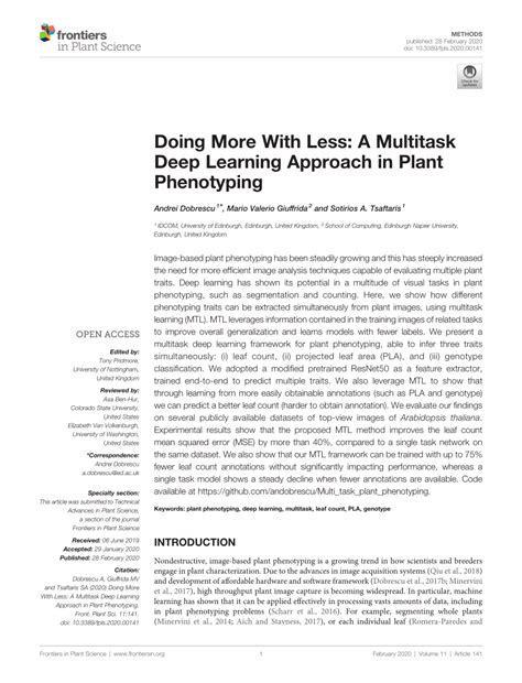 Pdf Doing More With Less A Multitask Deep Learning Approach In Plant