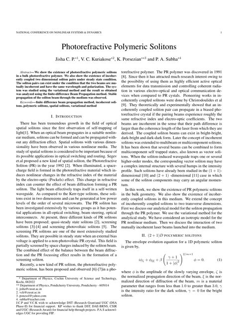 Pdf Photorefractive Polymeric Solitons