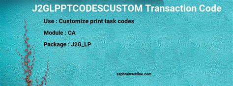 J Glpptcodescustom Sap Tcode For Customize Print Task Codes