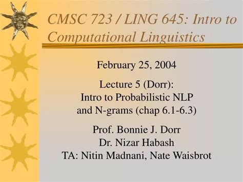 Ppt Cmsc 723 Ling 645 Intro To Computational Linguistics Powerpoint Presentation Id1698836