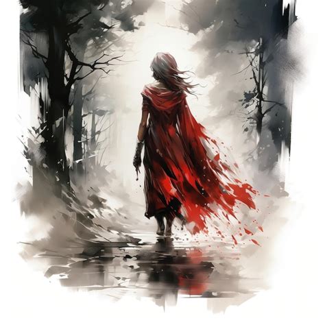 Premium Photo Red Riding Hood Print Red Riding Hood In The Forest