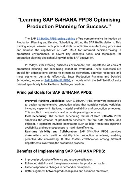 Ppt Learning Sap S4hana Ppds Optimising Production Planning For Success Powerpoint