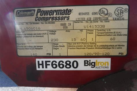 Coleman Power Mate Magna Force Air Compressor Agriculture Bigiron