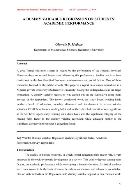 how to write dummy variable in academic paper allingham script