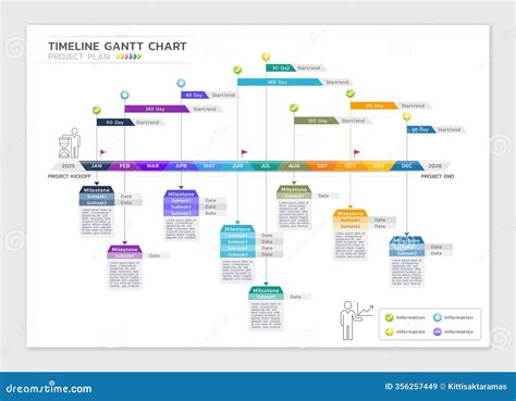 Timeline Gantt Chart Infographic Template Background Vector