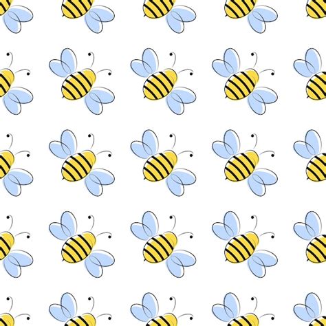 Patrón Sin Costuras Con Abejas Voladoras Vector De Dibujos Animados