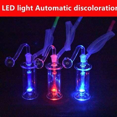 Mini Glass Oil Burner Bong Led Light Glass Bubbler Bong Ash Catcher Smoking Water Pipes Oil Rigs