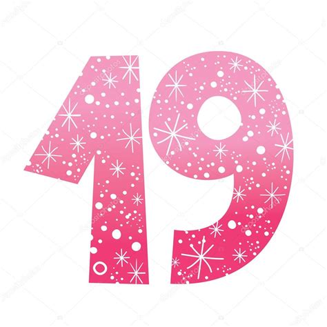 Decorative Celebratory Number Nineteen Stock Vector Aliasching