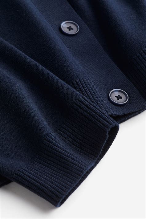 Fine Knit Cardigan Navy Blue Ladies Handm Gb