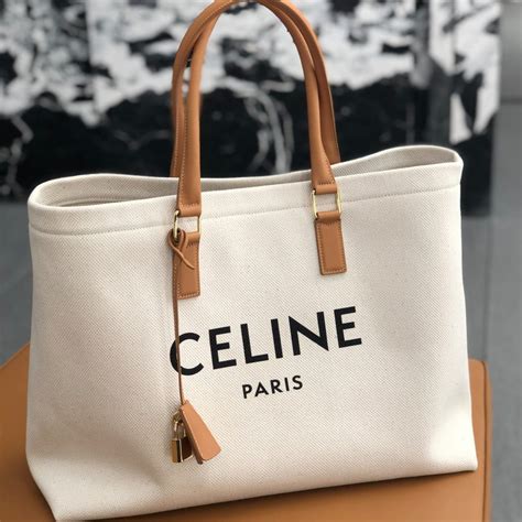 Celine Beige Canvas Tote Bag Theluxurytag
