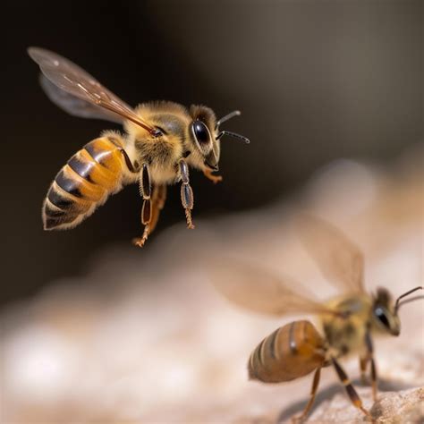 Premium Ai Image Two Bees Are Fighting With Each Other On A Piece Of