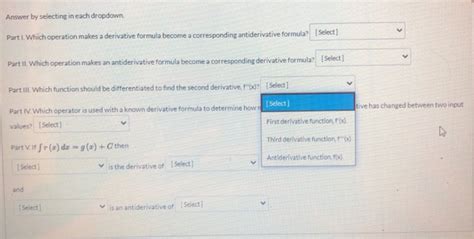 Solved Answer By Selecting In Each Dropdown Part 1 Which