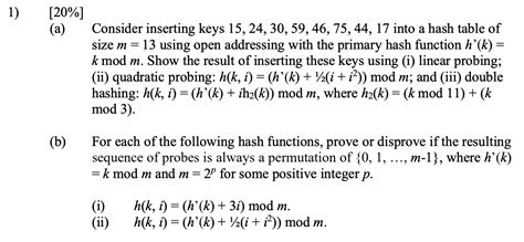 solved 1 [20 ] a consider inserting keys 15 24 30
