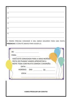 Atividades De Convite Para 1º Ano Pdf