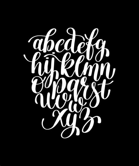 Black And White Hand Lettering Alphabet Design Handwritten Brus Stock
