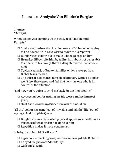 Literature Analysis Van Bibblers Burglar College Edubirdie